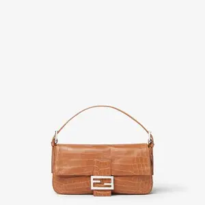 Fendi Baguette® 26424 Camel-color Brushed Crocodile Leather Bag - [beige]